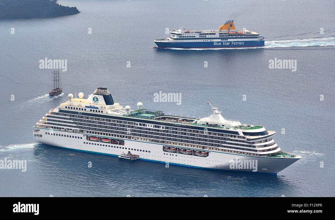 The cruise ship Crystal Serenity, a tourist tall ship and a Blue Star ...