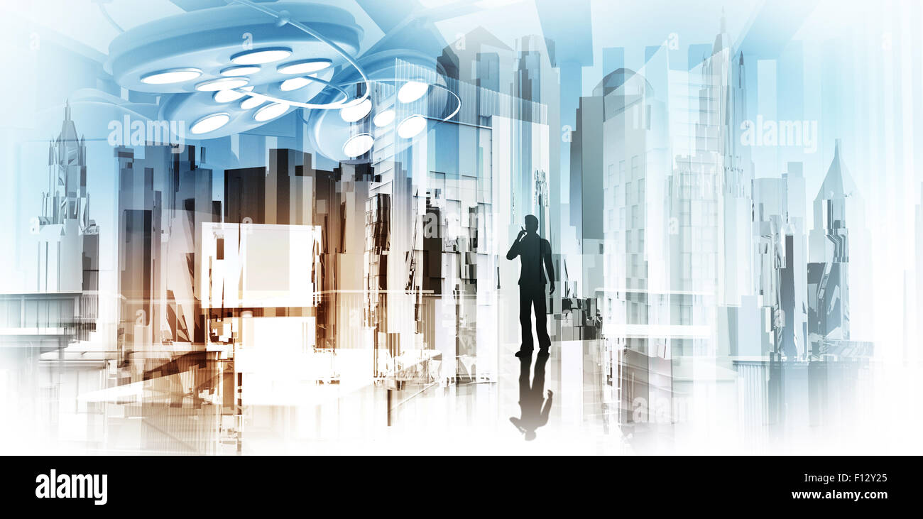 Double exposure of image abstract hospital city as medical concept ...