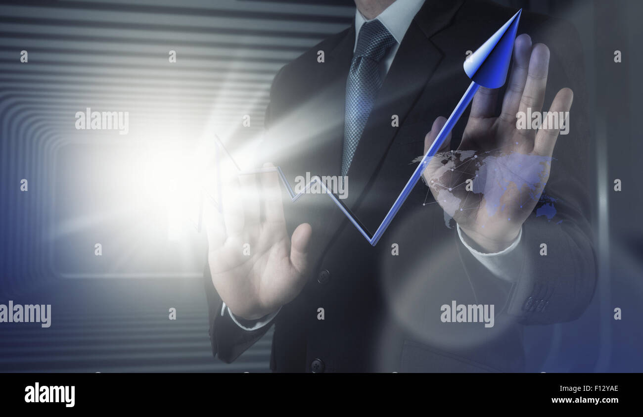 businessman hand working with new modern computer and business strategy ...