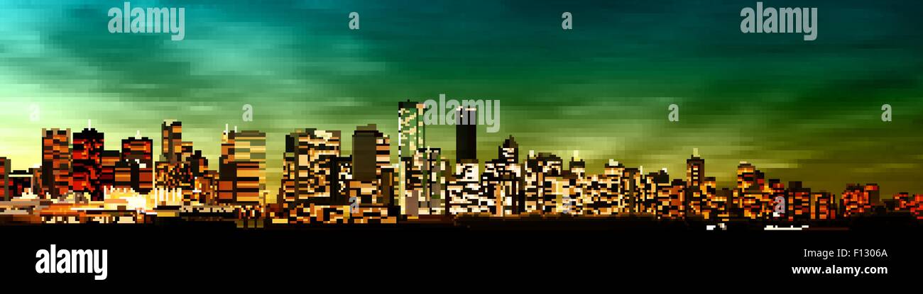 abstract green sunset background with panorama of vancouver Stock ...