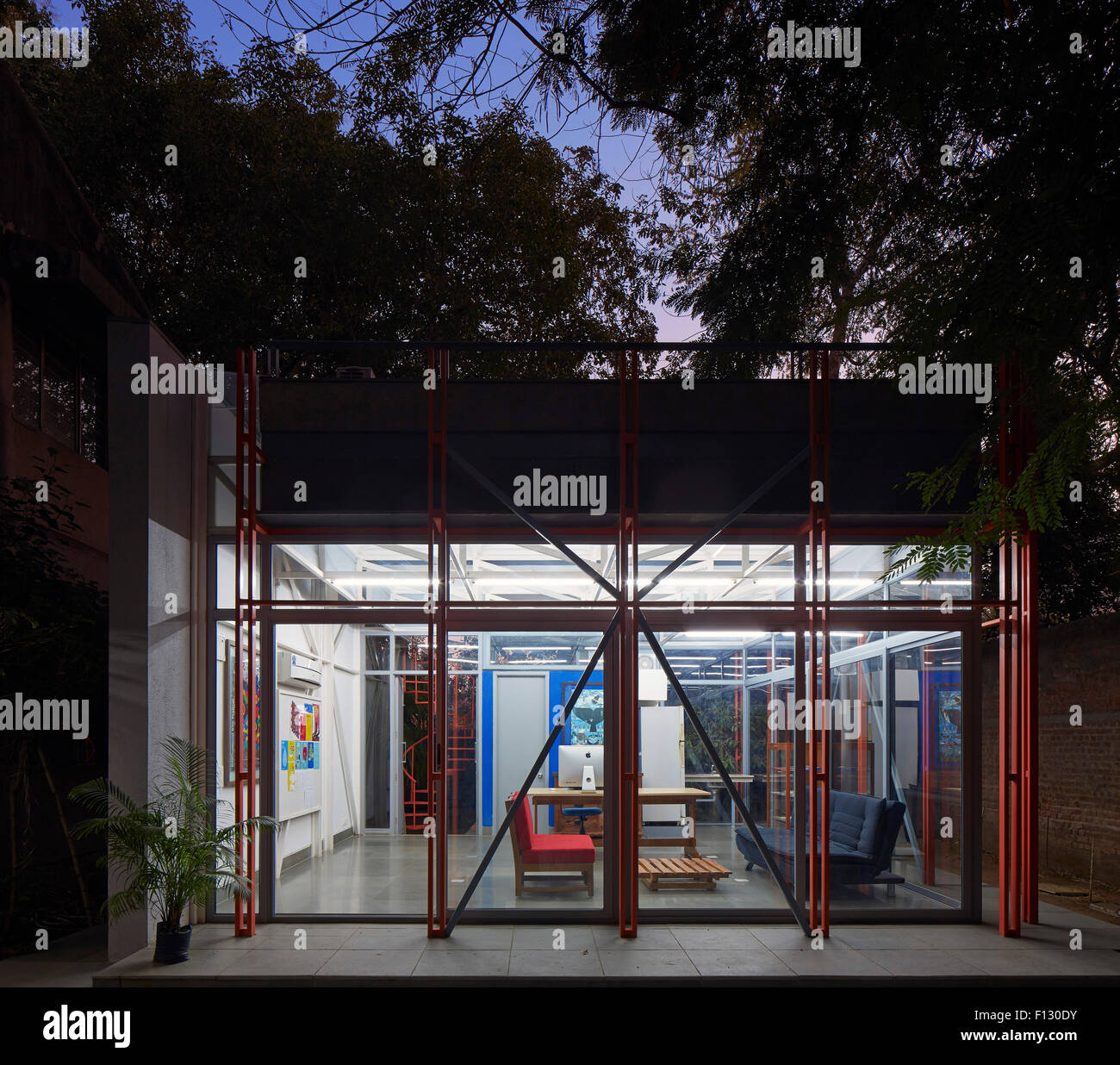 Exterior front view at night. Studio for Hazel Karkaria Graphic ...