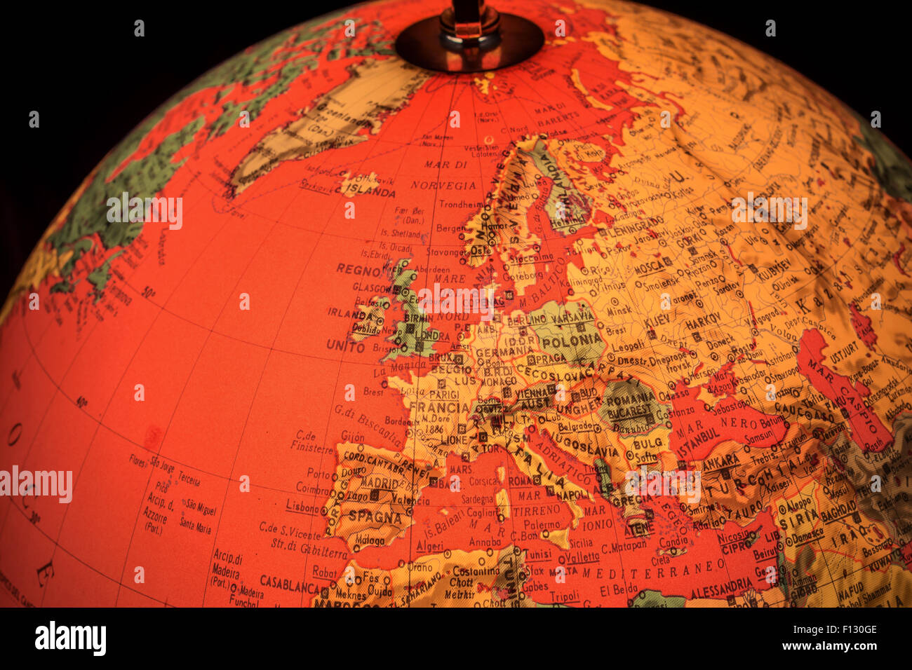 MILAN, ITALY - DECEMBER 17, 2014: red light world globe illuminated ...