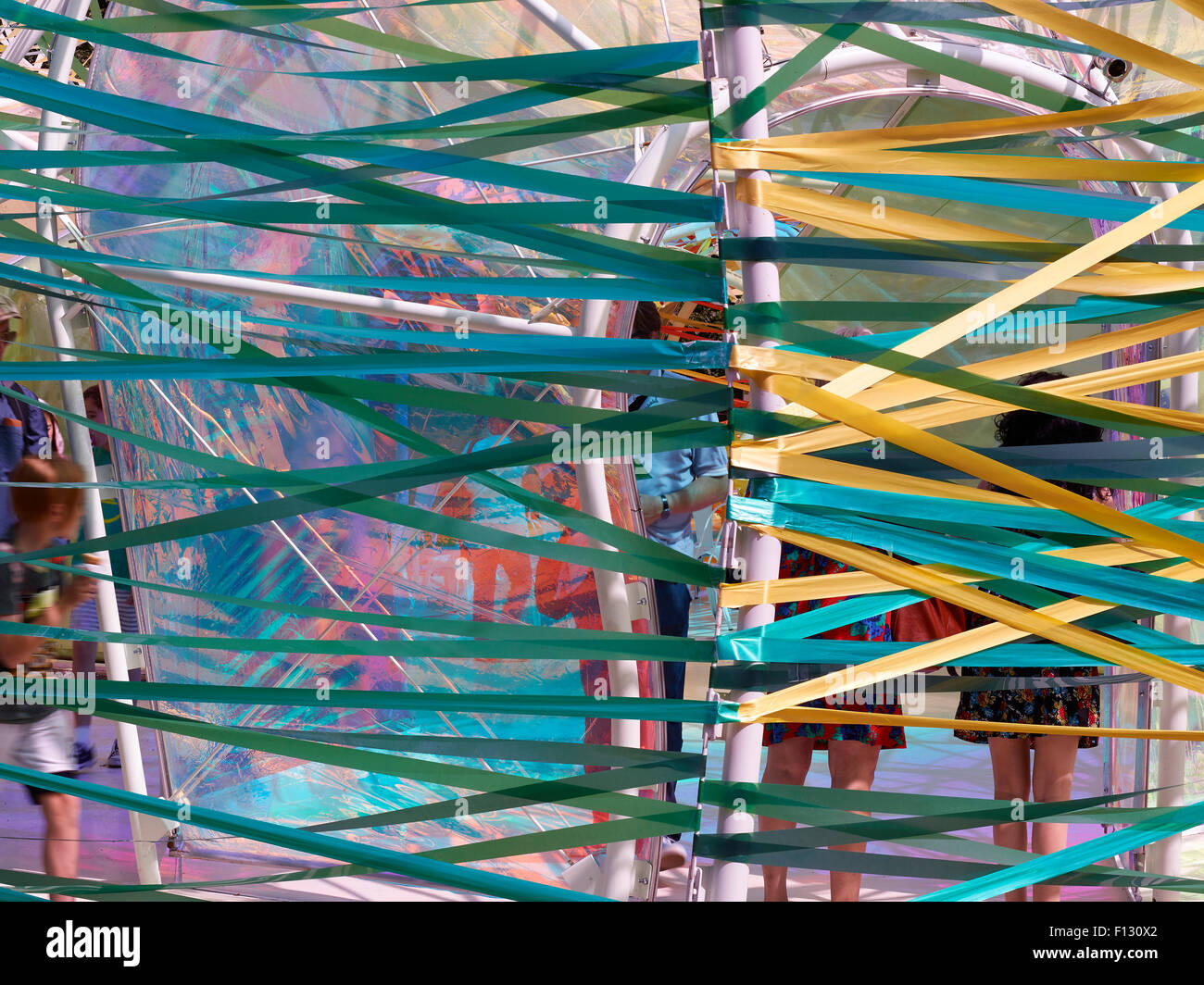 Pavilion exterior with detail of plastic ribbons. Serpentine Summer ...