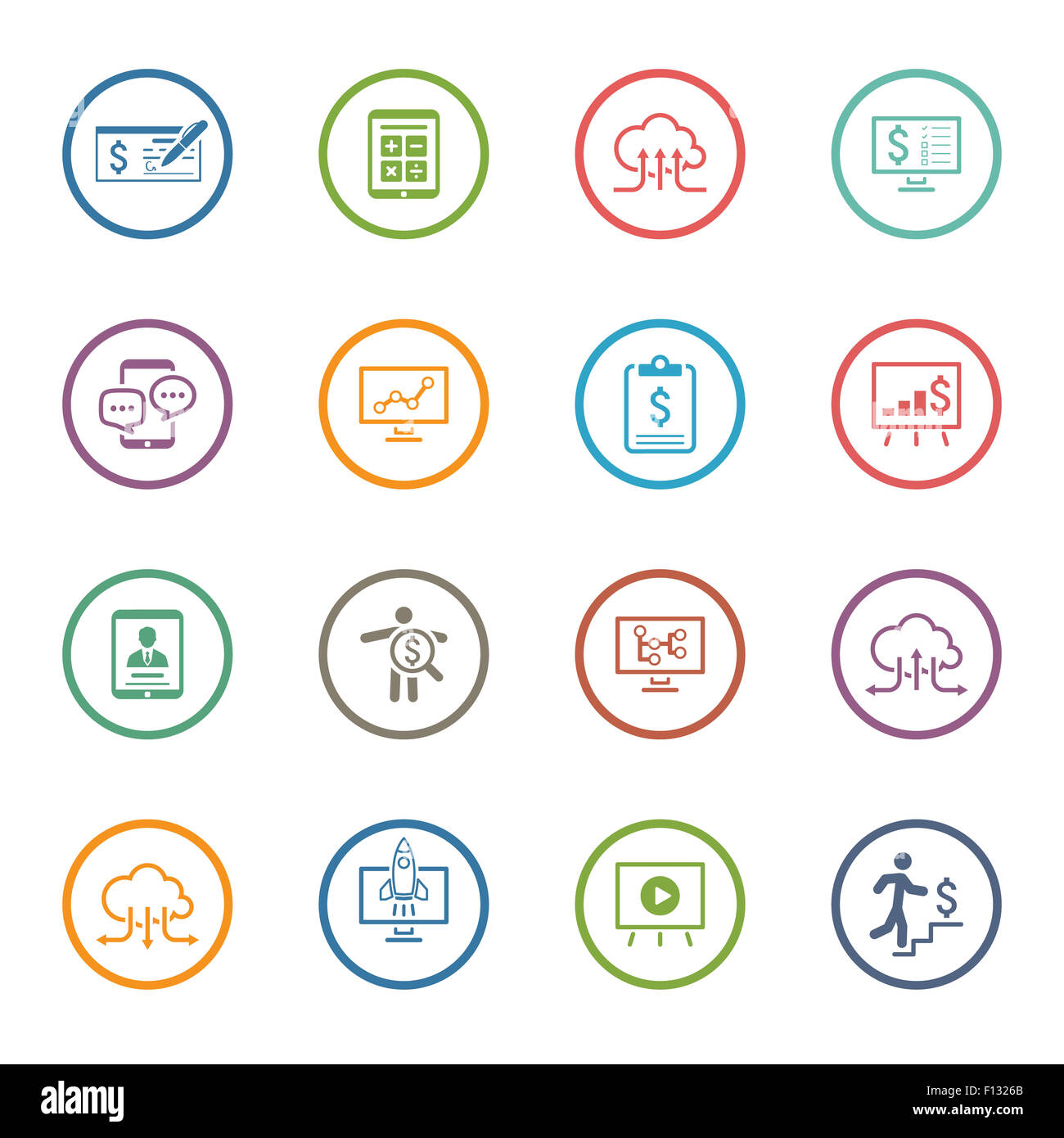Business & Money Icons Set. Flat Design. Isolated Stock Photo - Alamy
