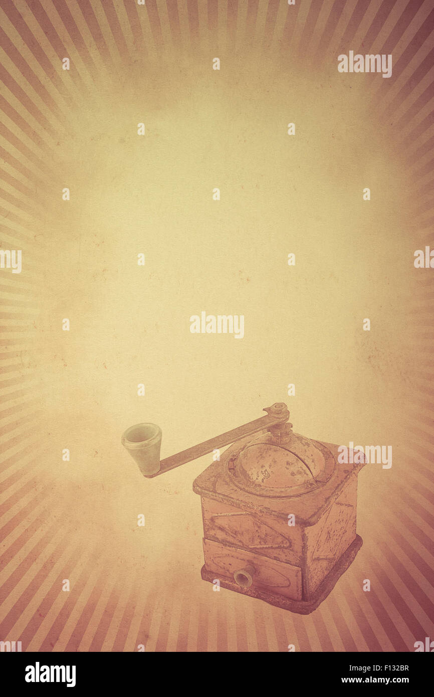 Vintage coffee grinder background with copy space (vertical Stock Photo ...