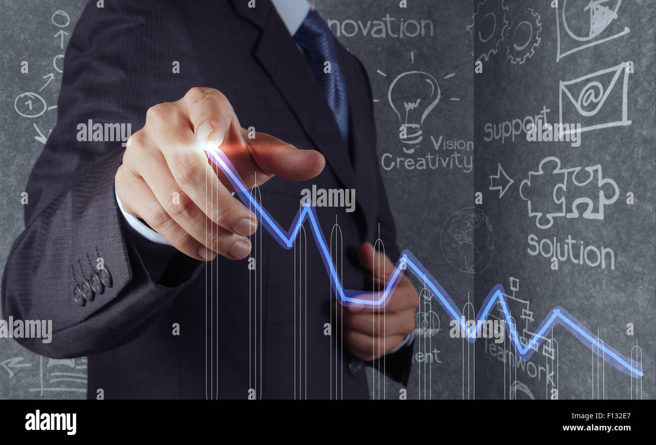 businessman hand working with new modern computer and business strategy ...