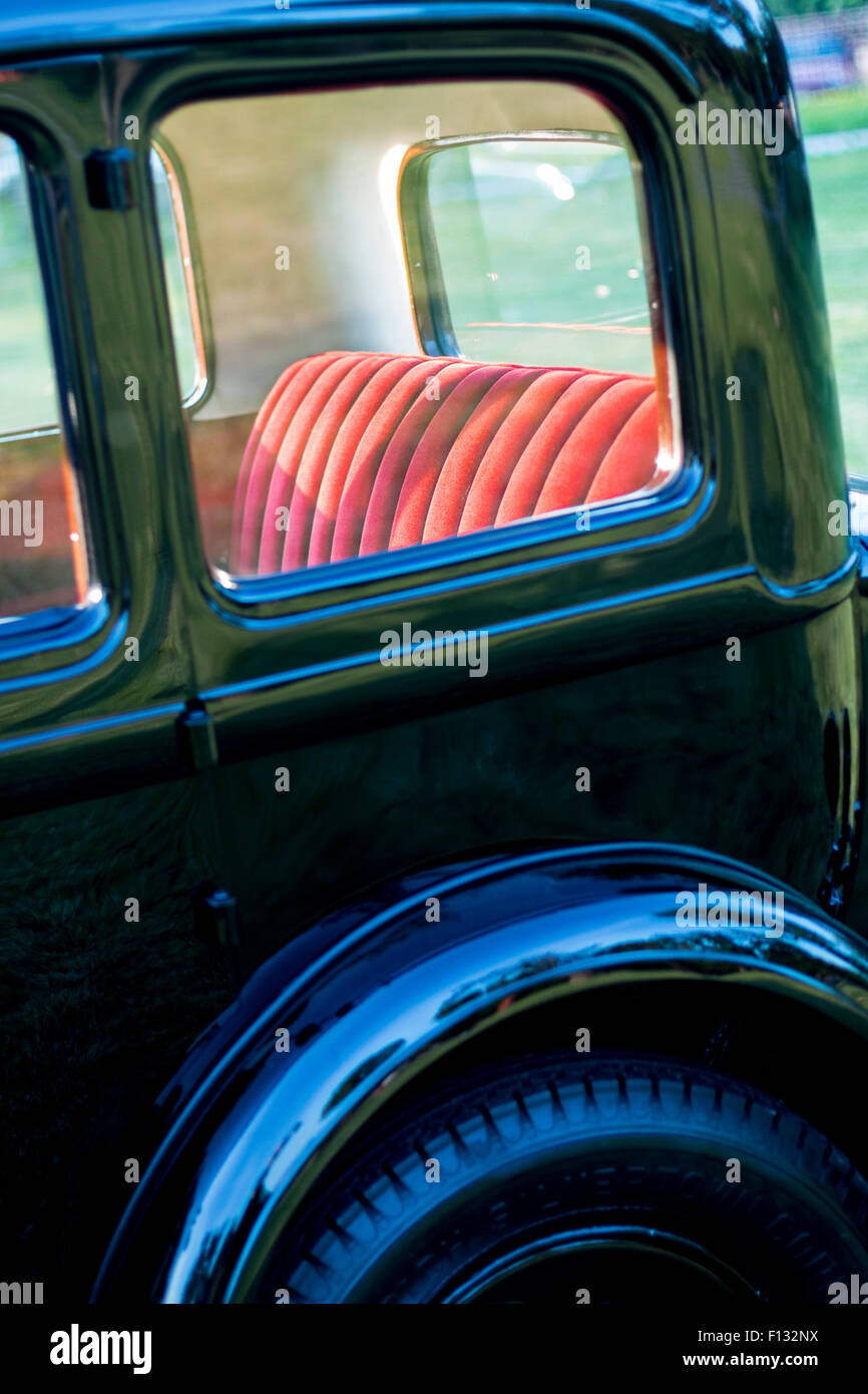 vintage car detail - red rear seat Stock Photo - Alamy