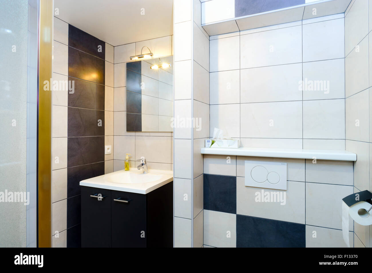 New modern wc with douche in apartment, bathroom Stock Photo - Alamy