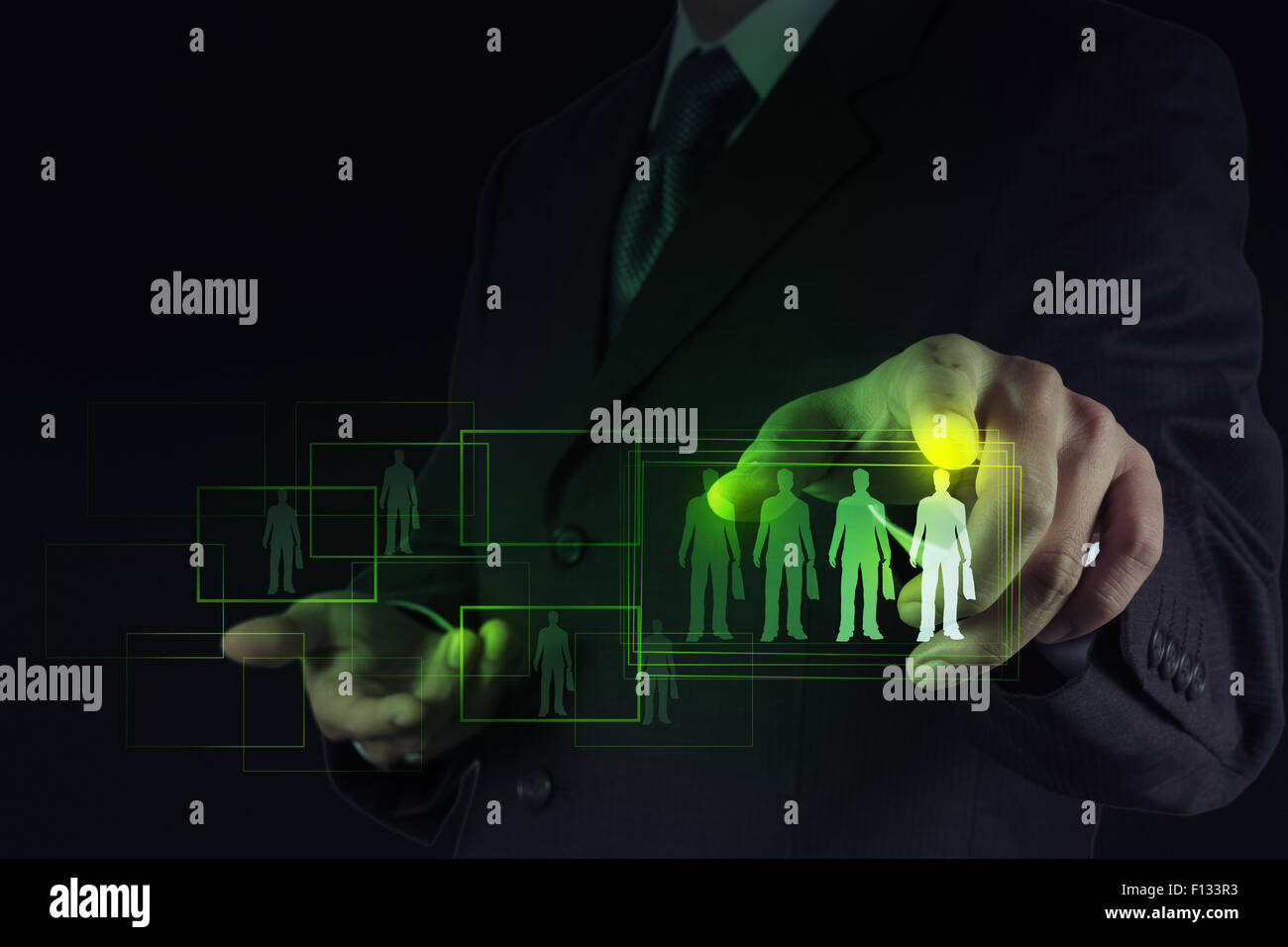businessman hand choosing people icon as human resources concept Stock ...