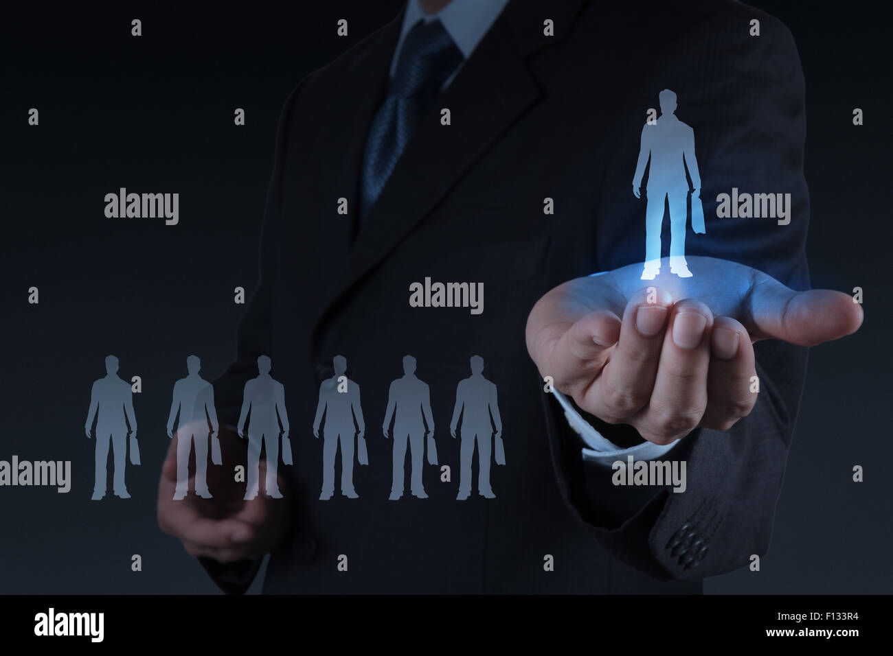 businessman hand choosing people icon as human resources concept Stock ...