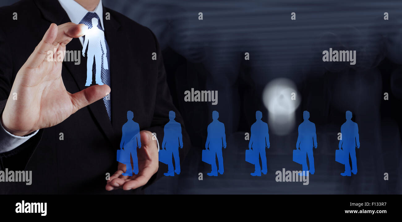 businessman hand choosing people icon as human resources concept Stock ...