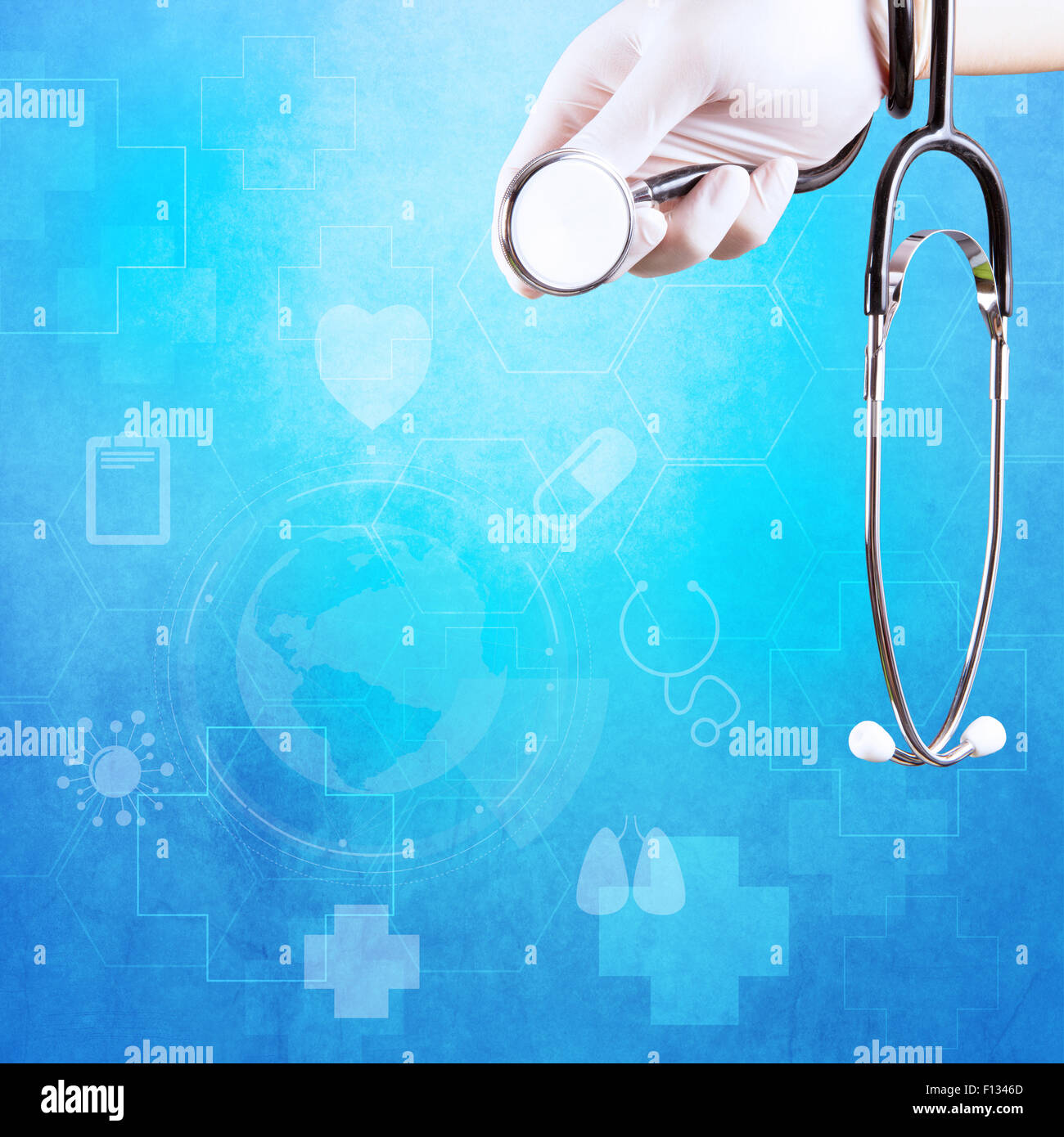 Doctor hand with medical background Stock Photo - Alamy