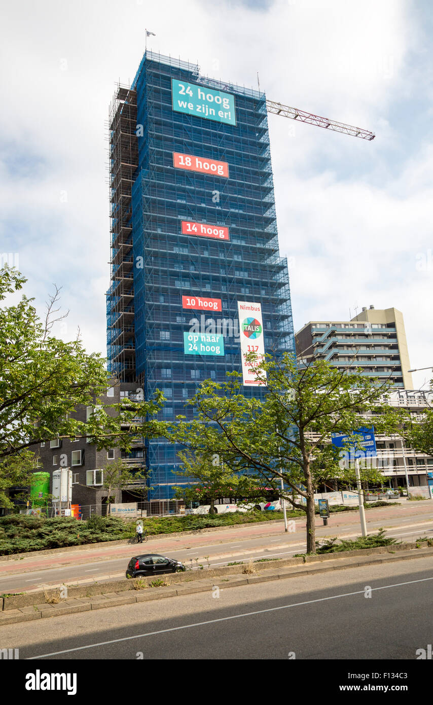 High rise tower block building under construction, Nijmegen ...