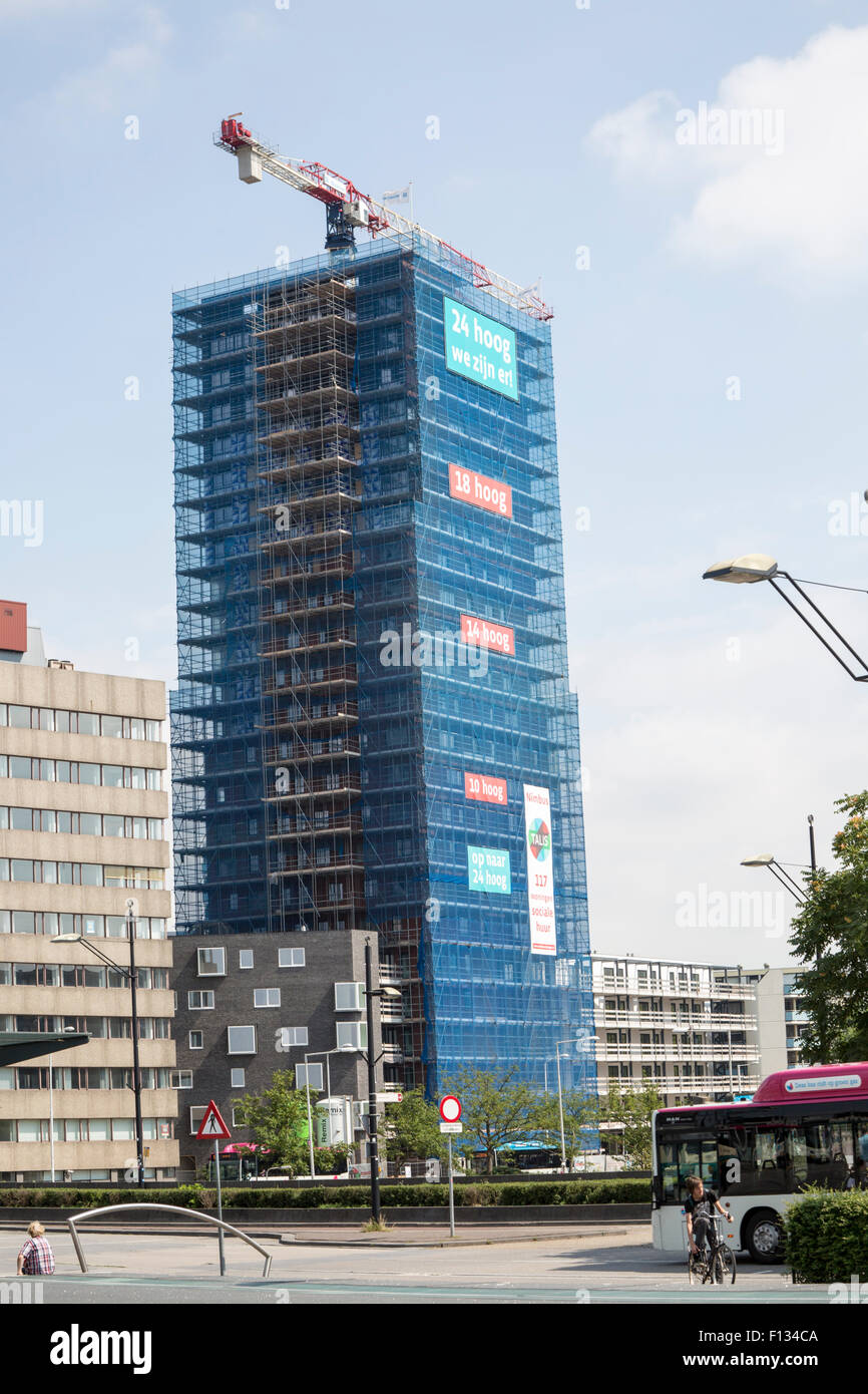 High rise tower block building under construction, Nijmegen ...