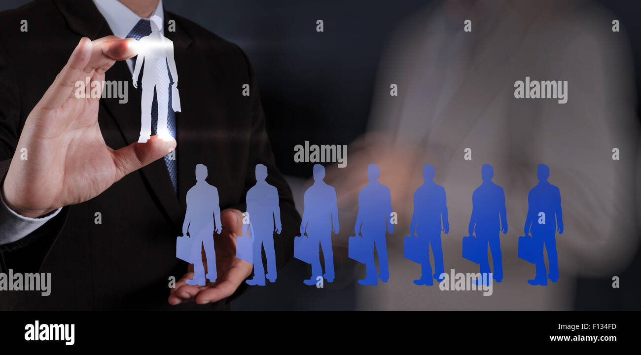 businessman hand choosing people icon as human resources concept Stock ...