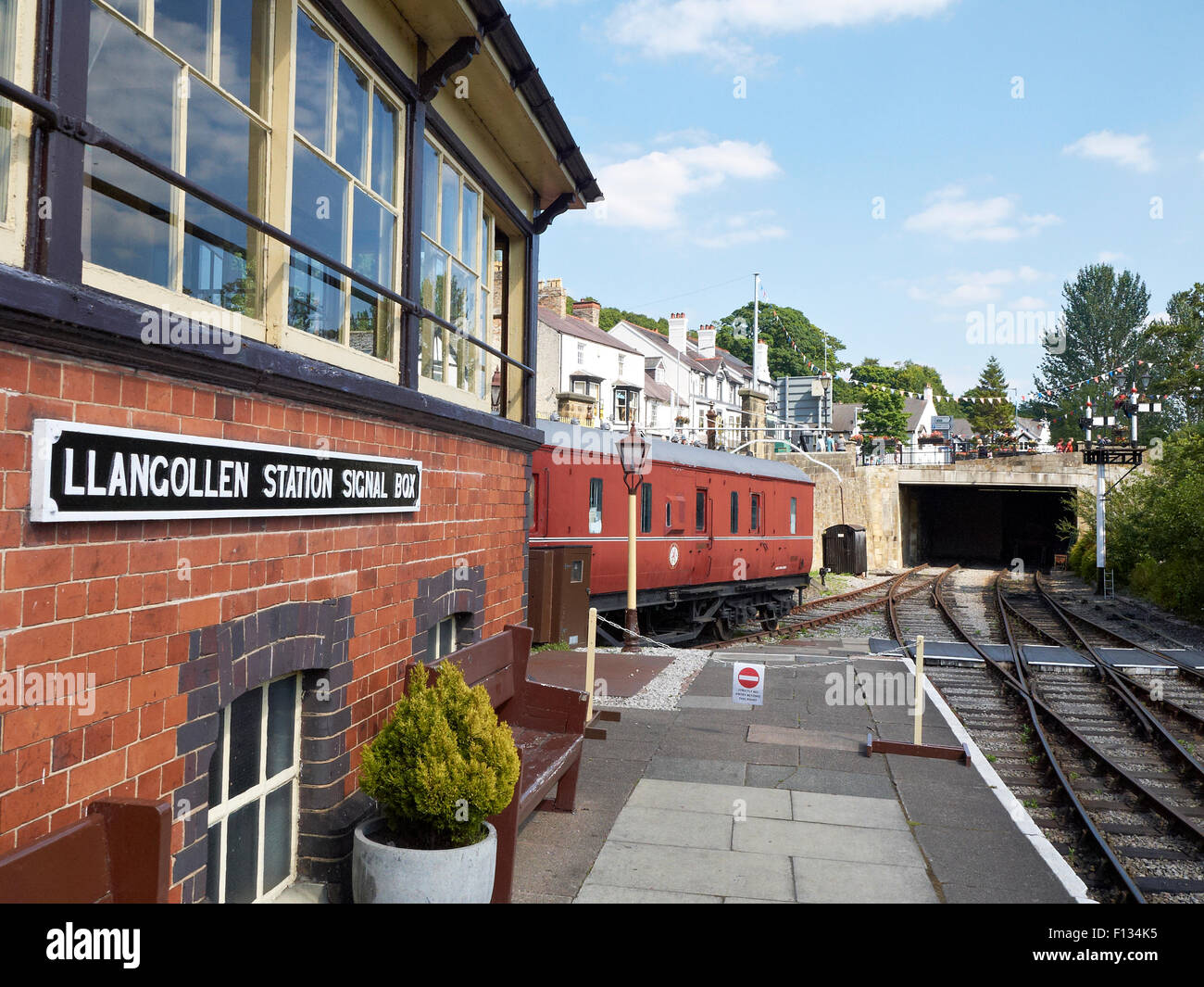 Railway track with signal box in Llangollen Denbighshire Wales UK Stock ...