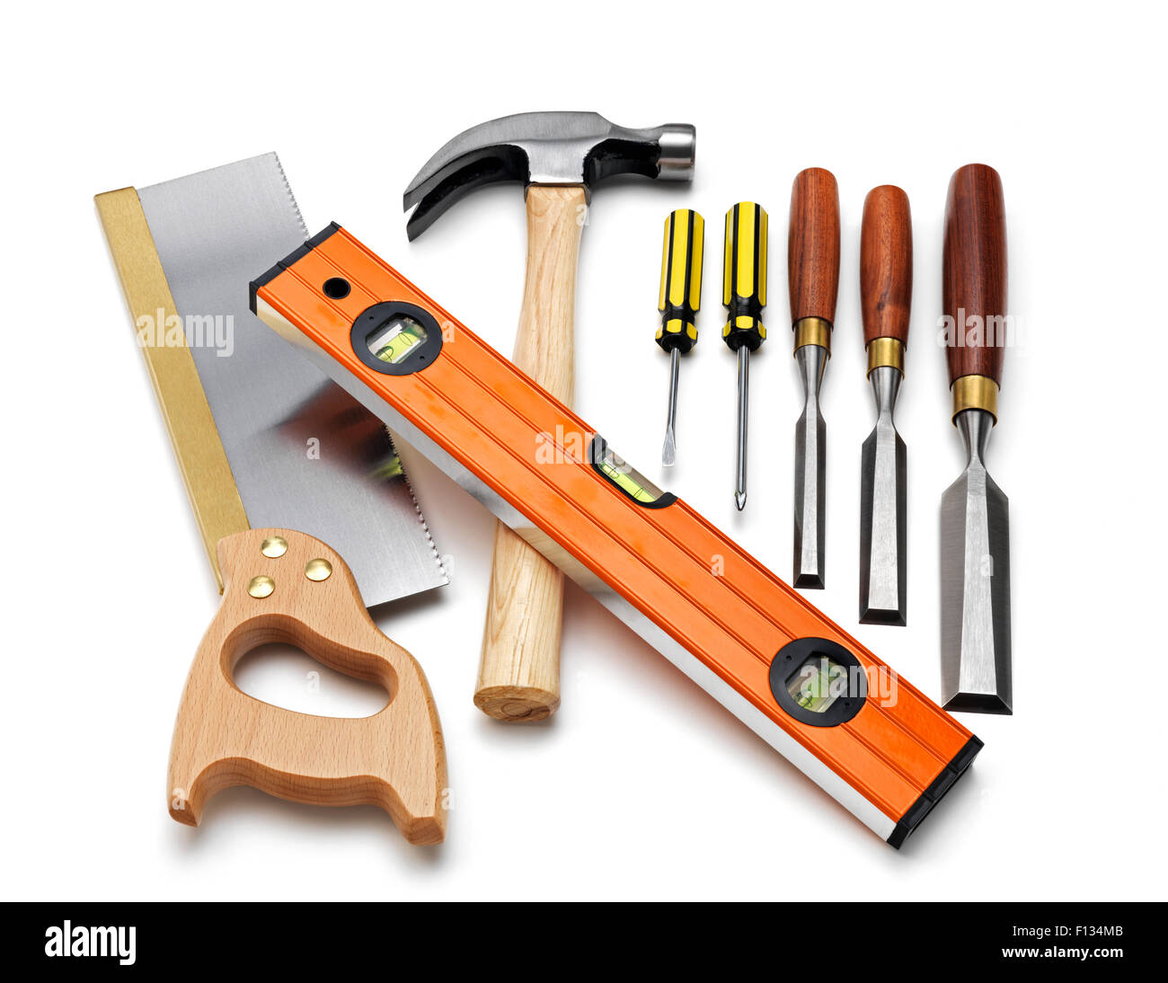Selection of work tools isolated on a white background Stock Photo - Alamy