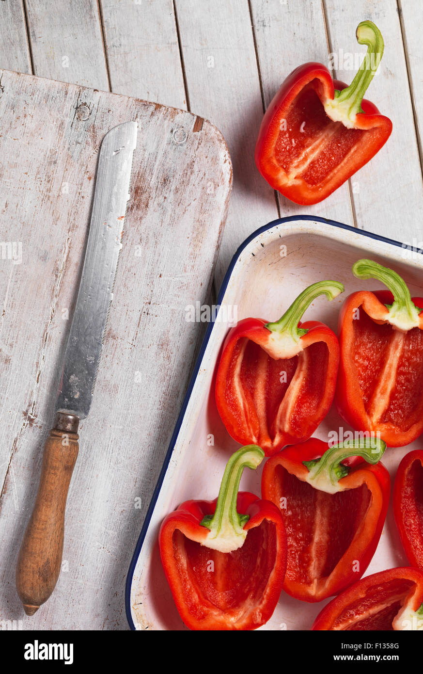 Chopped red peppers Stock Photo - Alamy