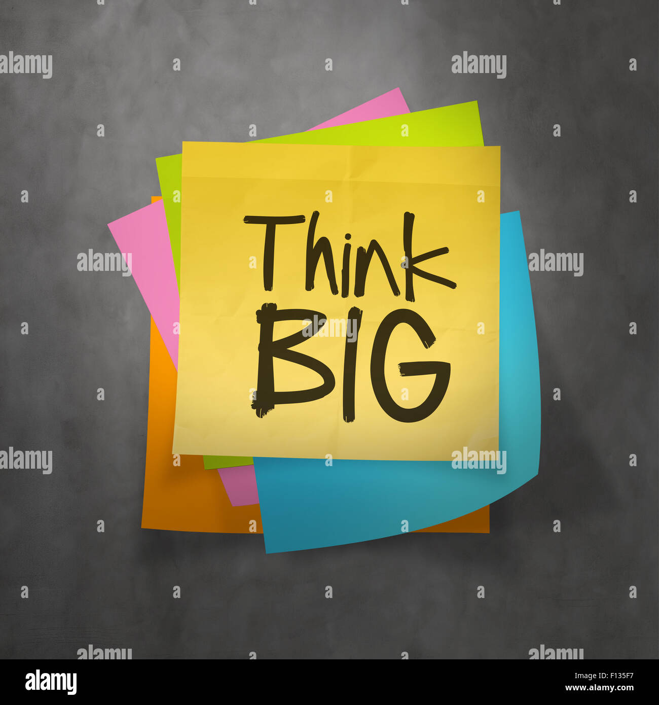 hand drawn Think BIG phrase on sticky note texture background as ...
