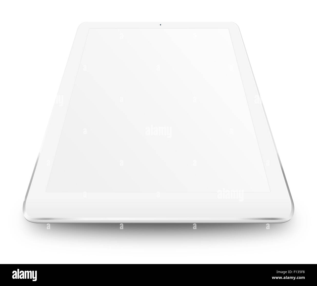 Tablet computer with white blank screen and shodows isolated on white ...