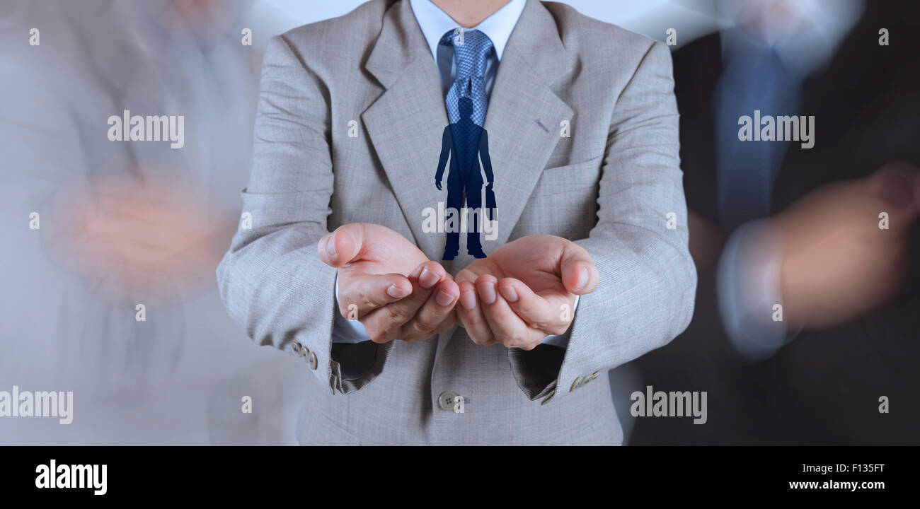 businessman hand choosing people icon as human resources concept Stock ...