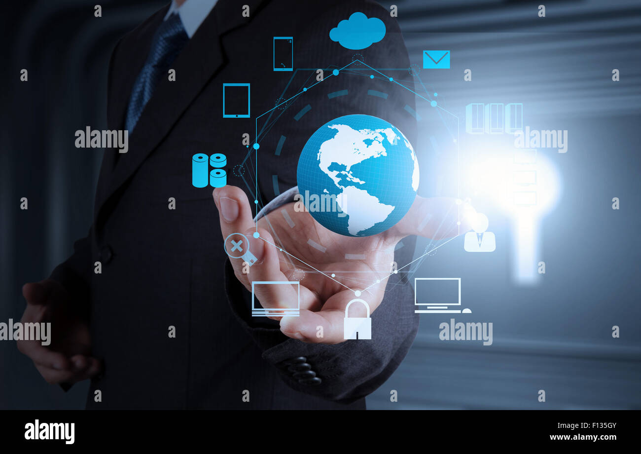 businessman shows modern technology as concept Stock Photo - Alamy