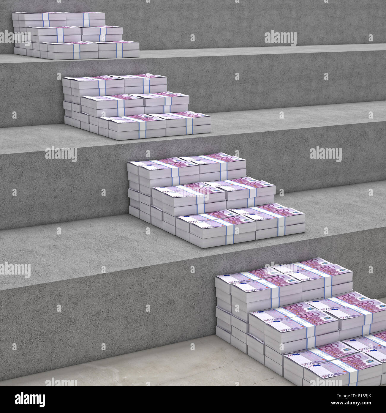 3d image of money stair and wall Stock Photo - Alamy