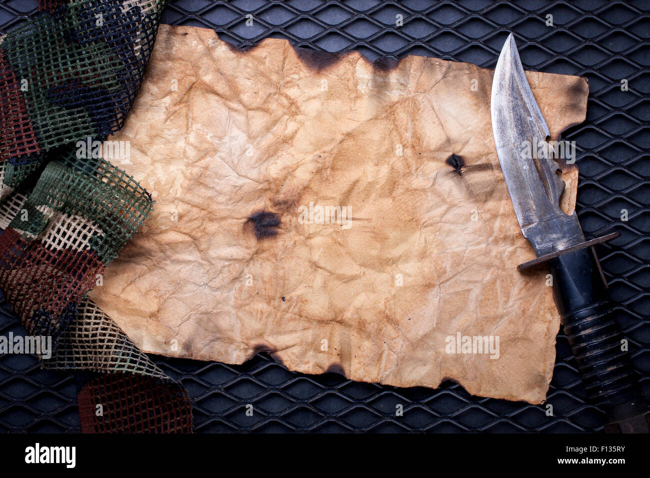 Element of military background on black grid steel Stock Photo - Alamy