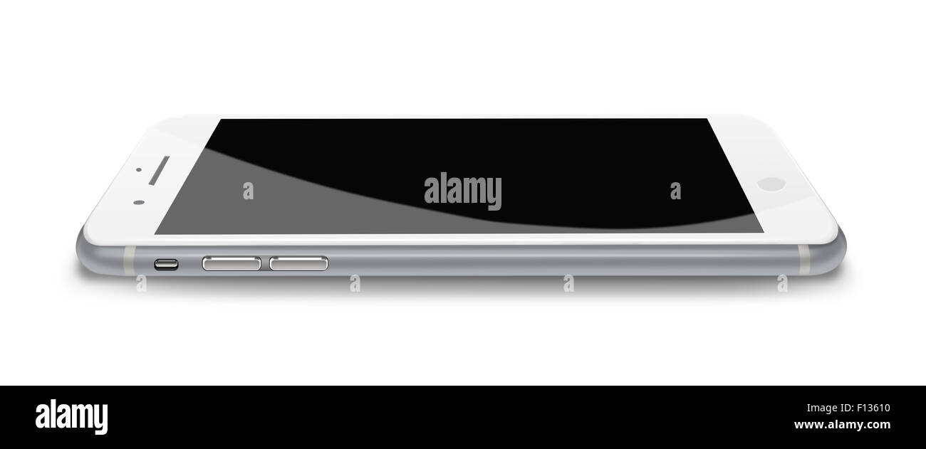 Fashionable phone realistic smartphone with black screen and shadows ...
