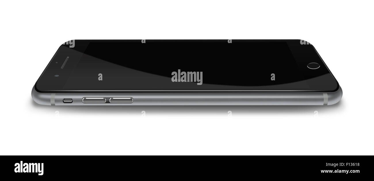 Fashionable phone realistic smartphone with black screen and shadows ...