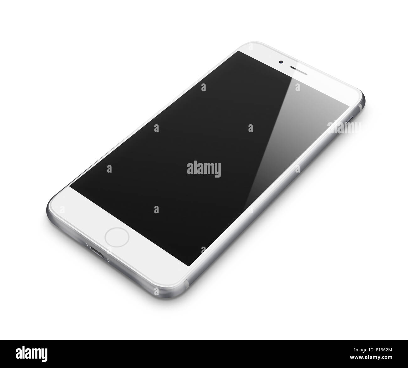 Realistic mobile phone with blank screen isolated on white background ...