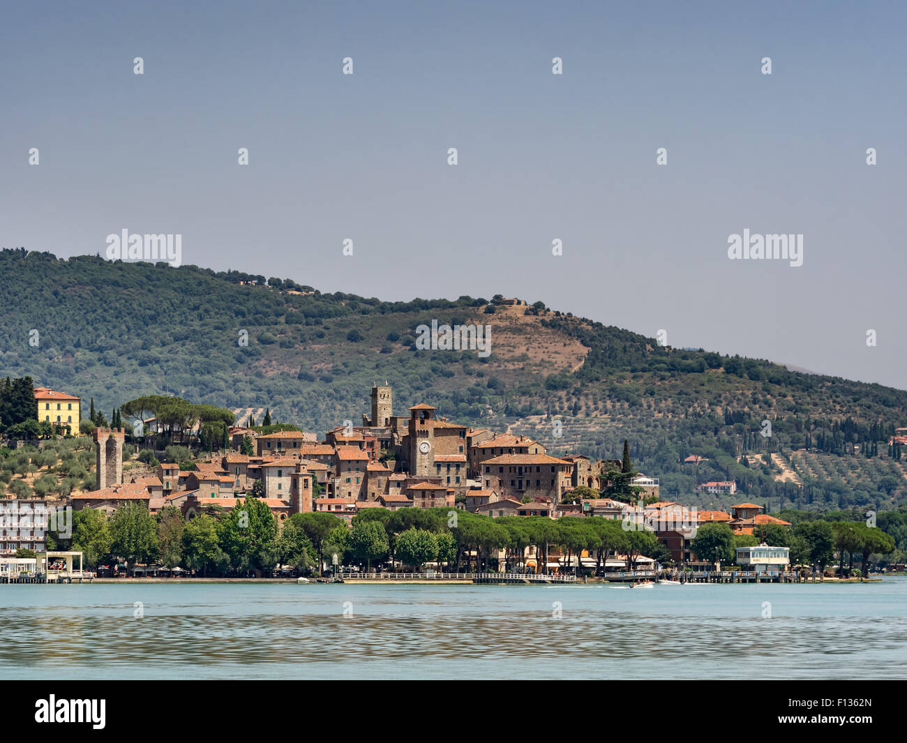 Passignano seen from the Trasimeno lakeside in Umbria, Italy Stock ...