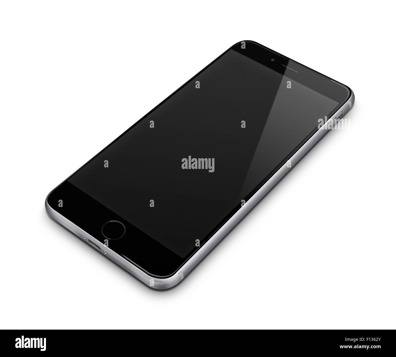 Realistic mobile phone with blank screen isolated on white background ...