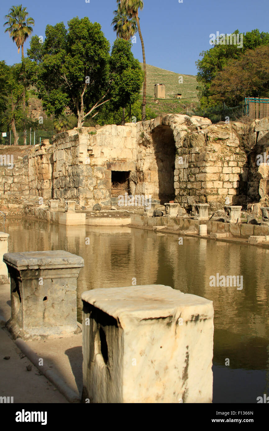 Israel, the Frigidarium, a cold water pool in the ancient Roman baths ...