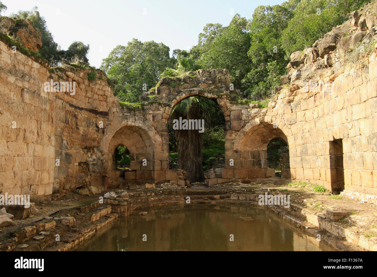Israel, the Oval Hall at the ancient Roman baths in Hamat Gader Stock ...