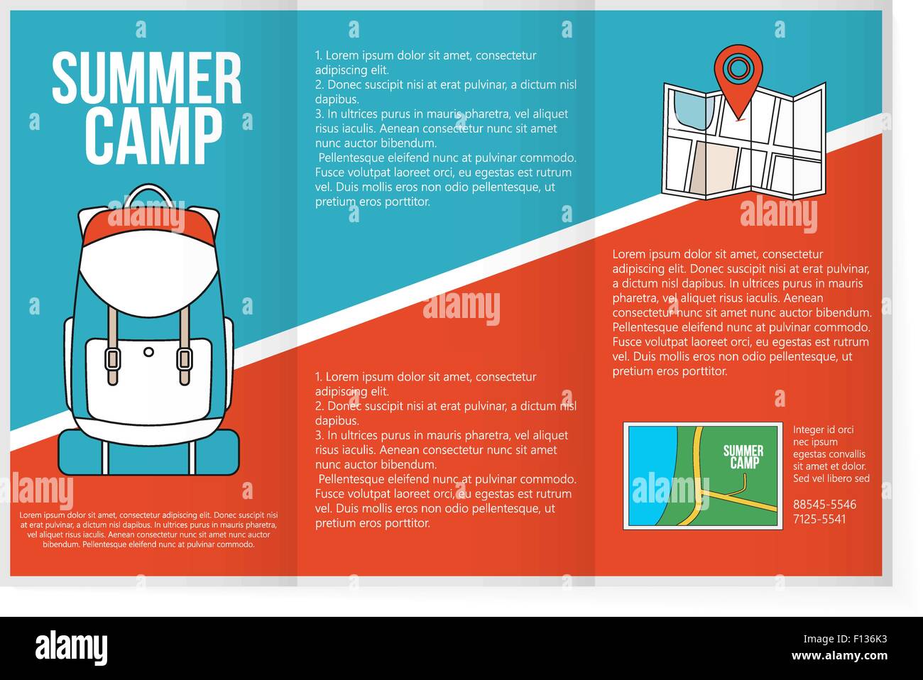 Travel Map with backpack. Flyer promo print concept Stock Vector Image ...