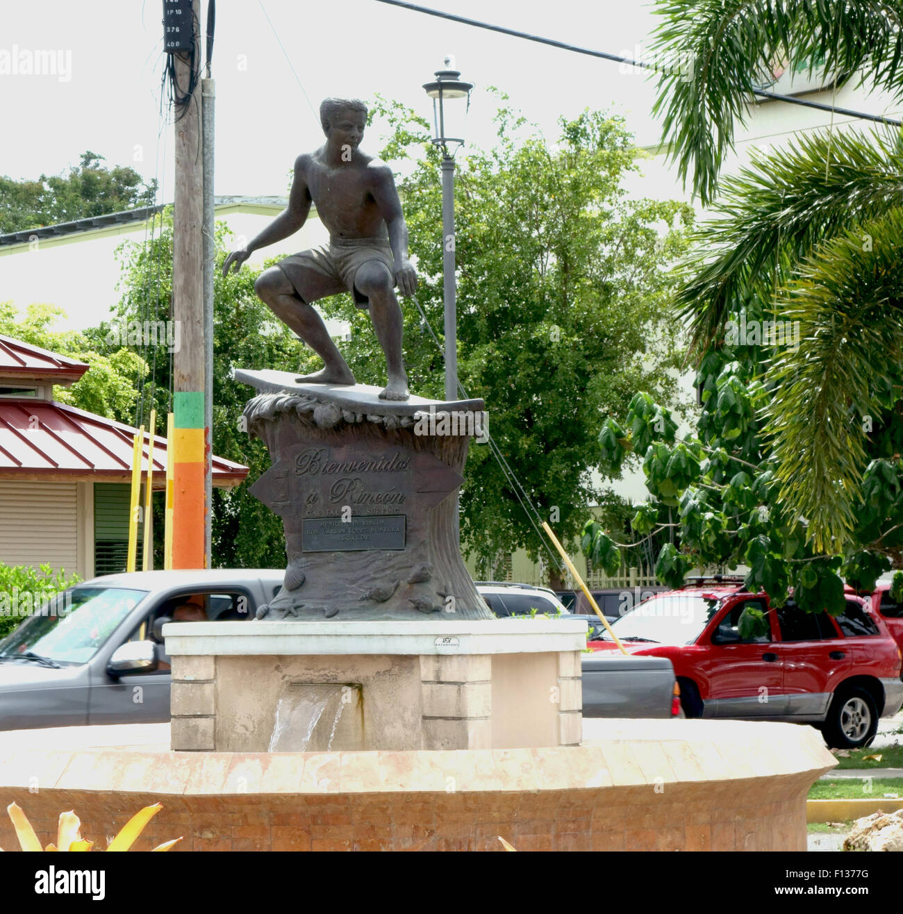A bronze statue of a surfer in Rincon Puerto Rico Stock Photo - Alamy