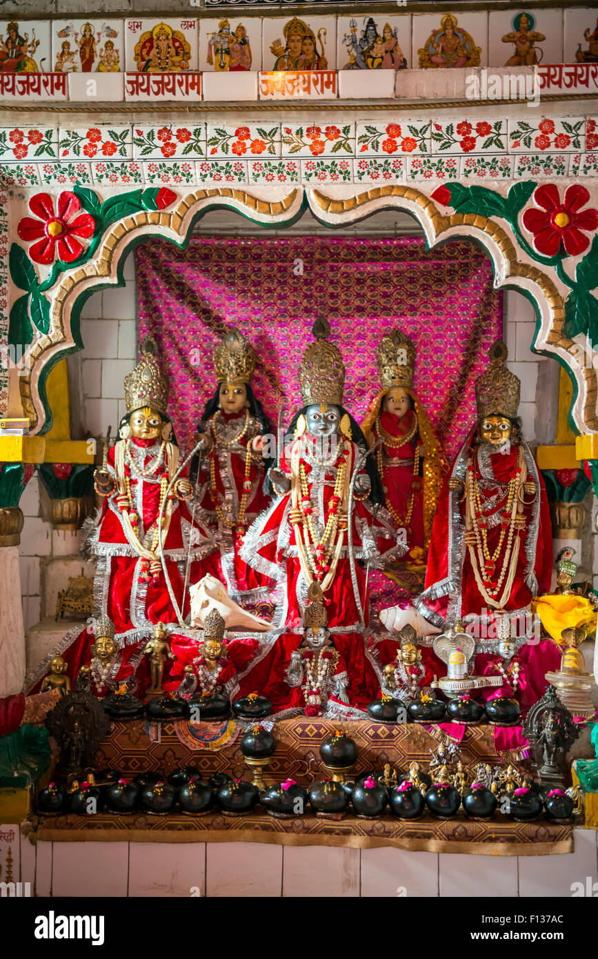 A Hindu shrine within an ashram in Chitrakoot, (Chitrakut), Madhya ...