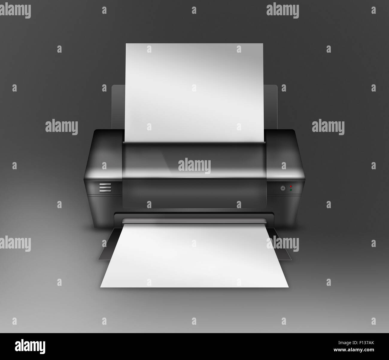 Realistic modern printer on gray background. Highly detailed ...