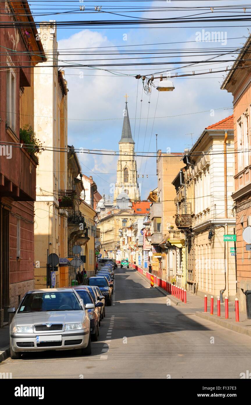 Cluj Napoca, Romania - July 2, 2015: Street view of the city centre of ...