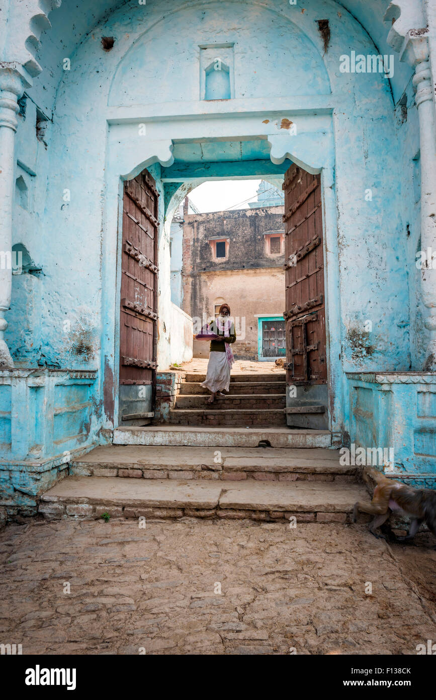 Entrance to an ashram in Hindu holy town of Chitrakoot, (Chitrakut ...
