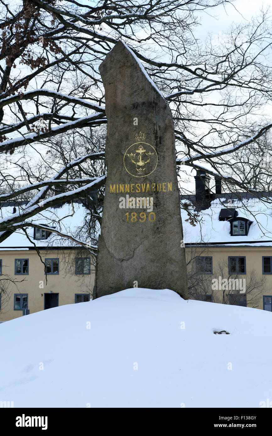 A waterfront monument in Stockholm, Sweden. The stone at ...