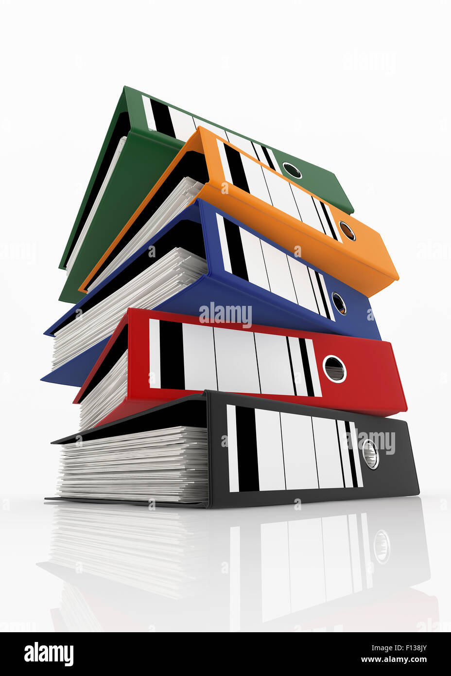 Colorful folders stack on white background - database storage concept ...