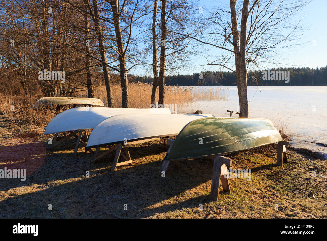 Rowboats storage lakeside boats hi-res stock photography and images - Alamy