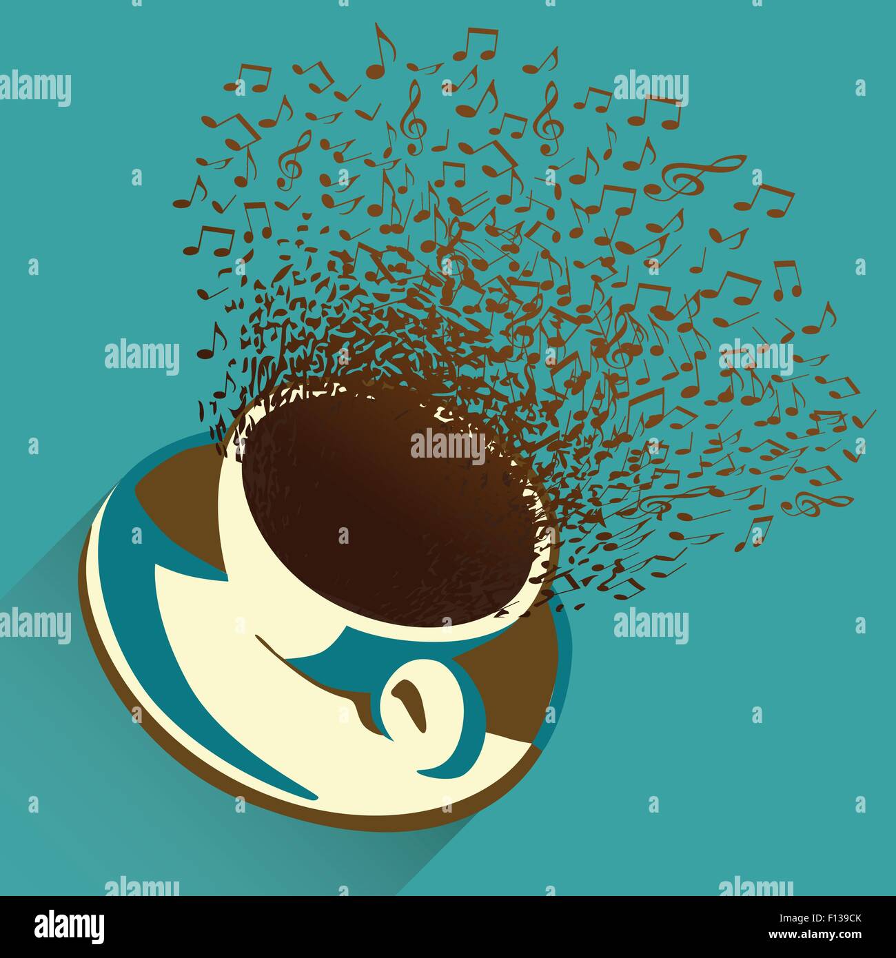 Musical Notes and Coffee Cup Background Stock Vector Image & Art - Alamy