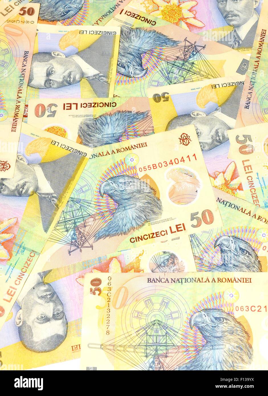 Romanian currency (lei) banknotes background Stock Photo - Alamy