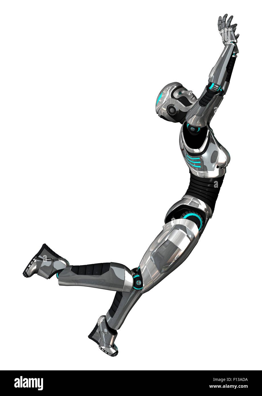 3D digital render of a female cyborg isolated on white background Stock ...