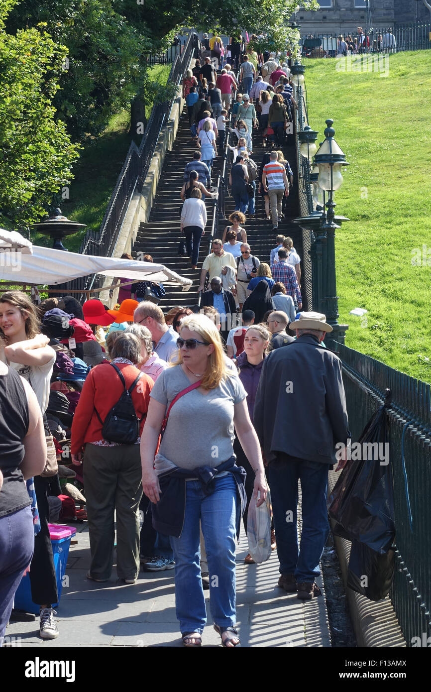 People on Playfair Steps, The Mound, Edinburgh Stock Photo - Alamy