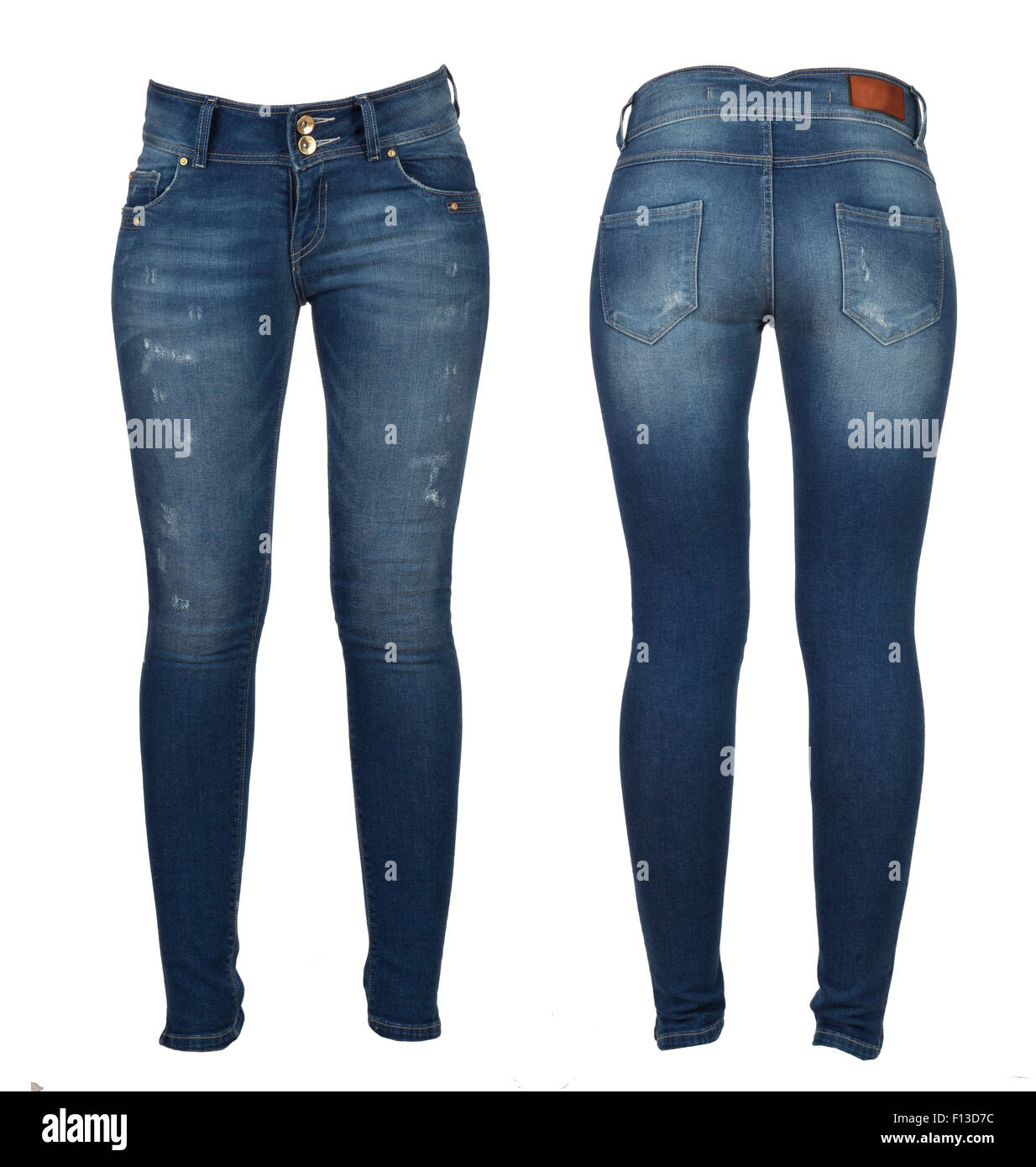 Woman in jeans front hi-res stock photography and images - Alamy