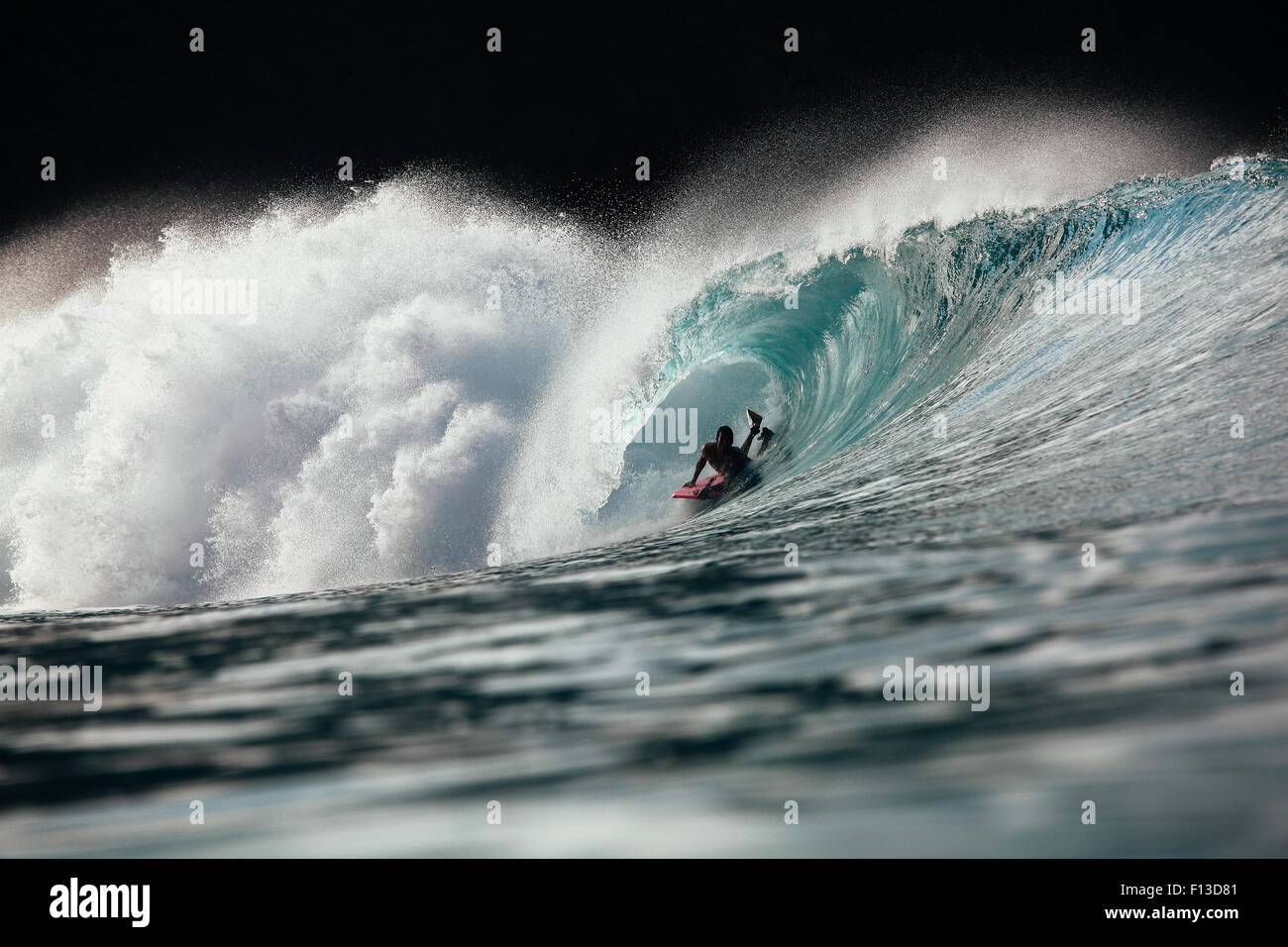 Man bodyboarding in the Caribbean Stock Photo - Alamy
